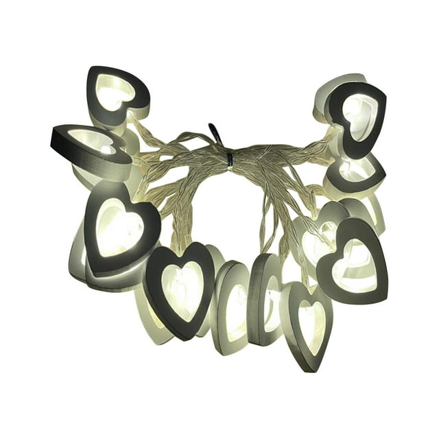 Lksixu LED Wooden Heart Lights String Lights Valentine's Day Proposal ...