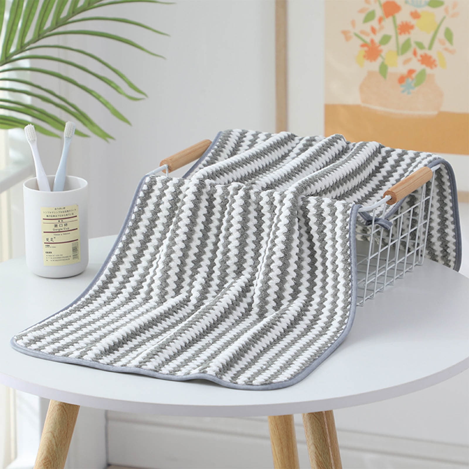 Lksixu Microfiber Hand Towels, 14"x30" Coral Velvet Wave Jacquard Face Towels with Hanging Loop ...