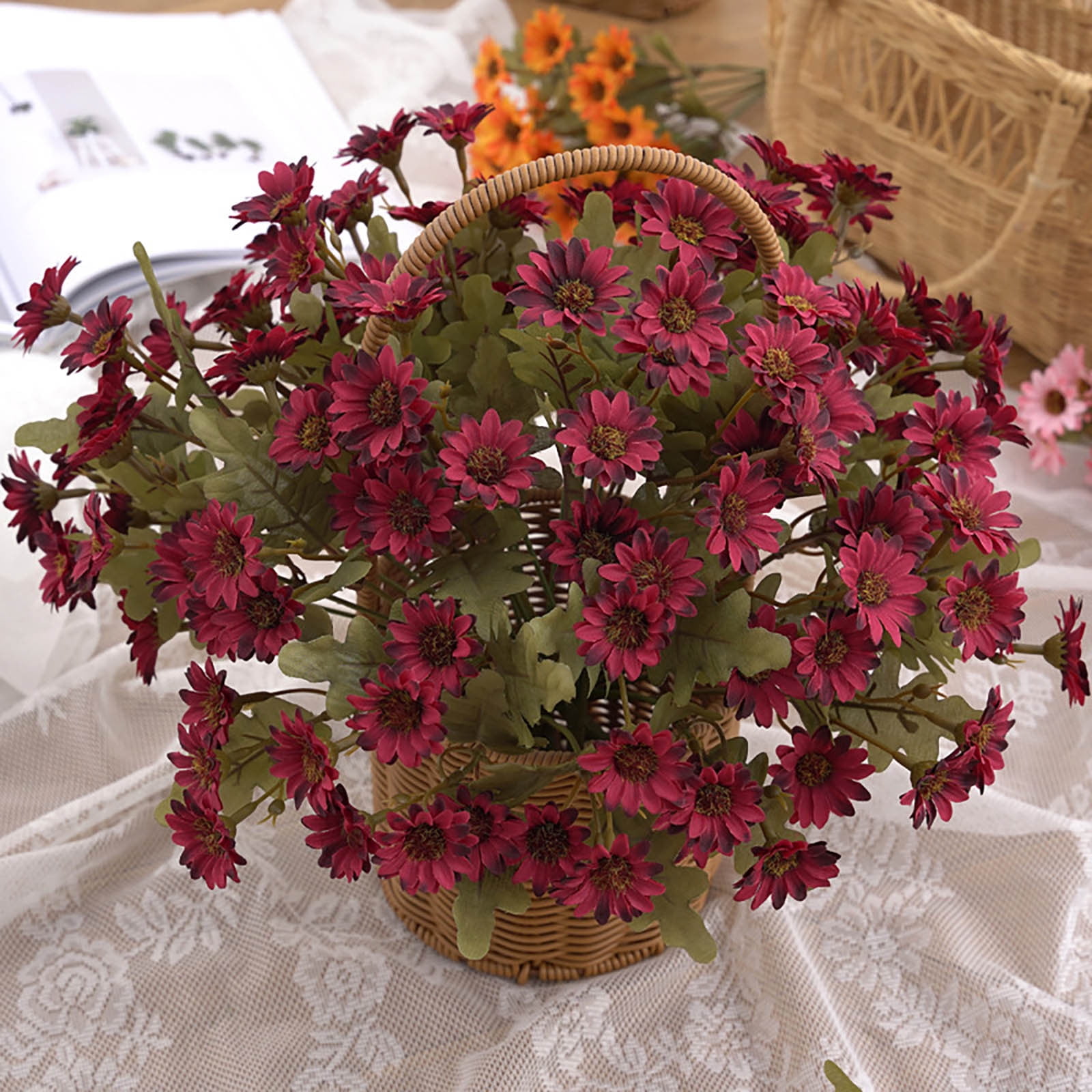 Lksixu Realistic Daisy Plastic Flowers Decoration, Chamomile Artificial ...