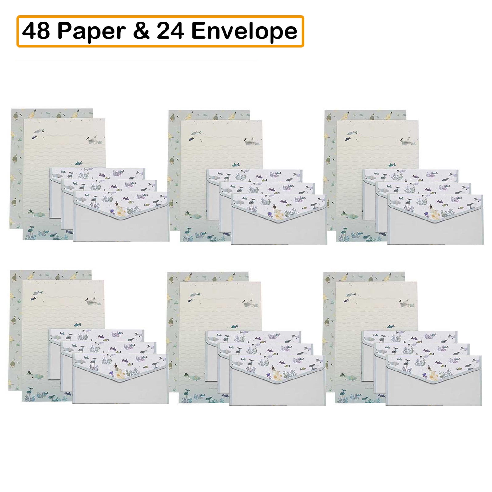 Lksixu Stationary Paper and Envelopes Set, 48 Sheets Lined Letter ...