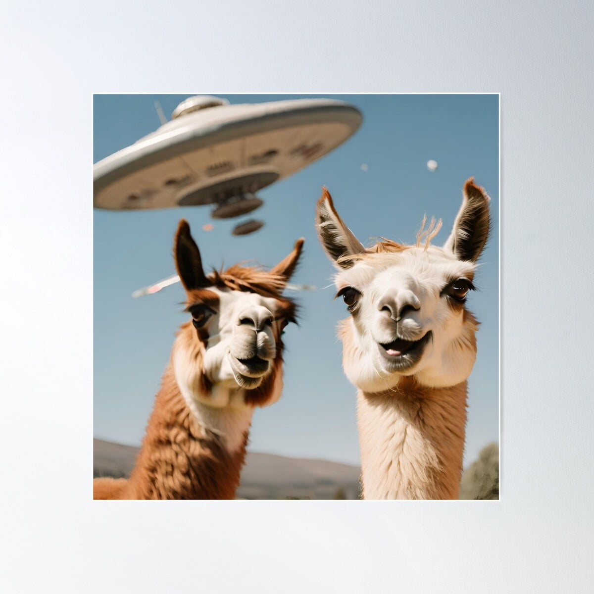 Llama Alien Ufo Design - Alpaca Ufo Poster Wall Art, Modern Wall Decor ...