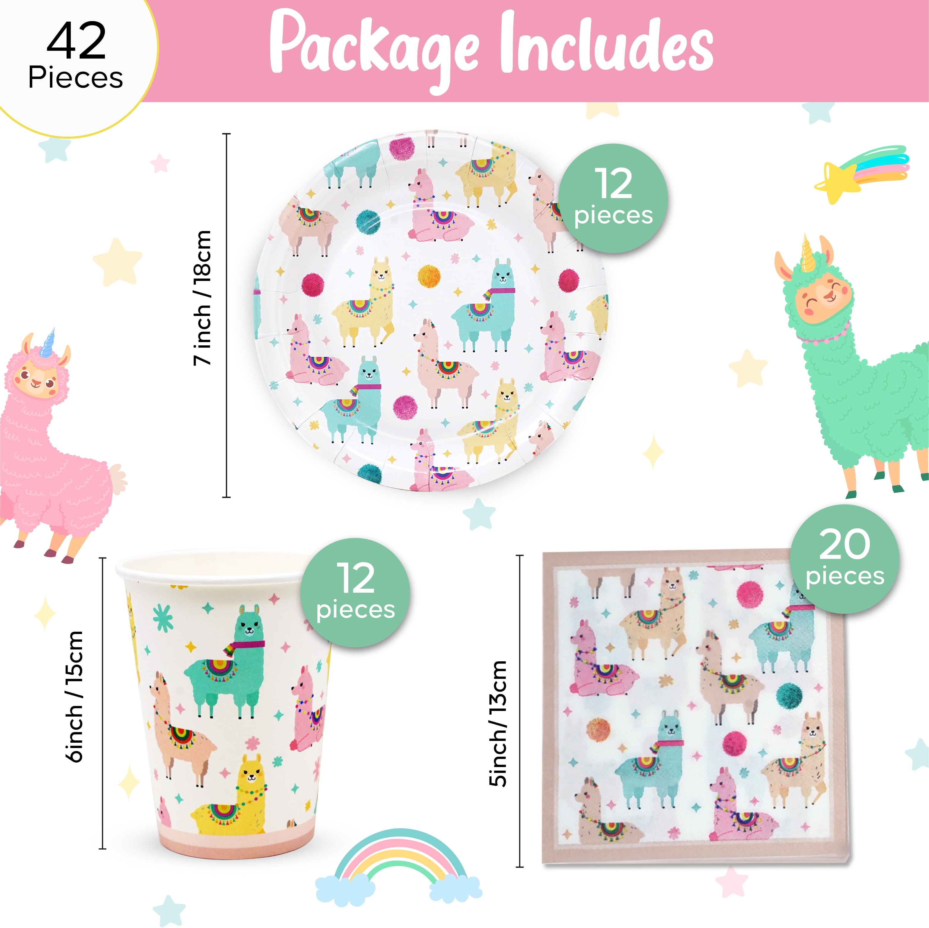 Llama Alpaca Biodegradable Party Set for Birthdays, Themed Events ...