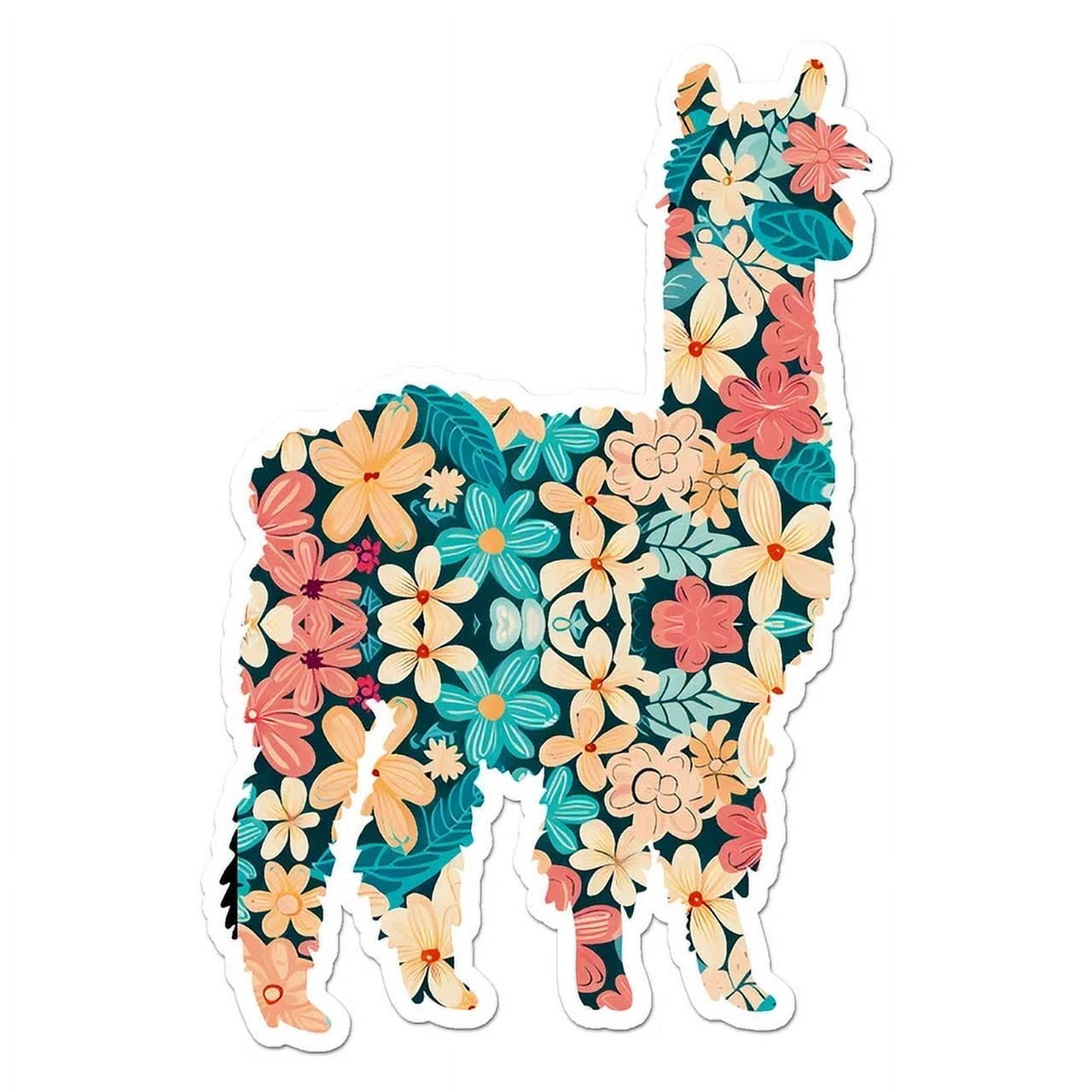 Llama Alpaca Flowers Sticker Phone Decal Water Bottle Stickers Car ...
