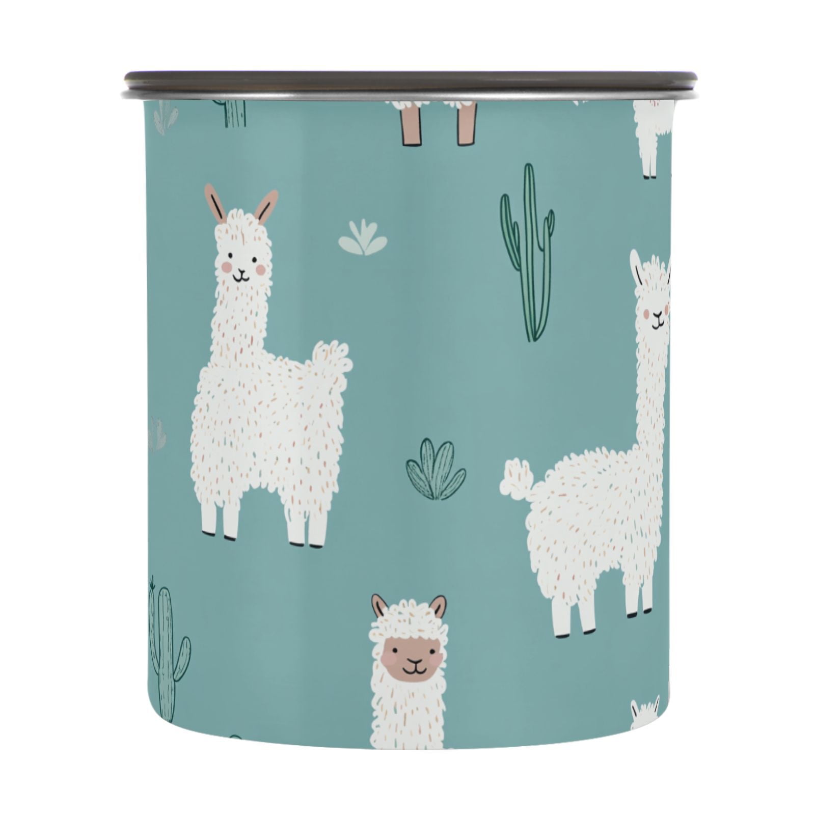 Llama Animal Cute Cactus Airtight Coffee Bean Canister 30oz Food ...