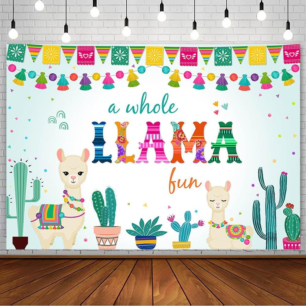 Llama Backdrop a Whole Llama Fun Birthday Backdrop Mexican Theme ...