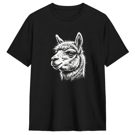 Llama Black And White Retro Graphic Tee For Women, Animal Lover Cute ...