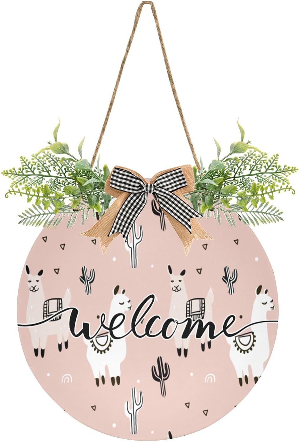 Llama Cactus Welcome Sign Farmhouse Front Porch Door Hanging Welcome ...