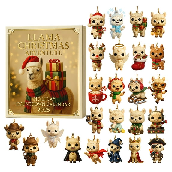 Llama Christmas Adventure Calendar, 2D Holiday Countdown with 24 ...