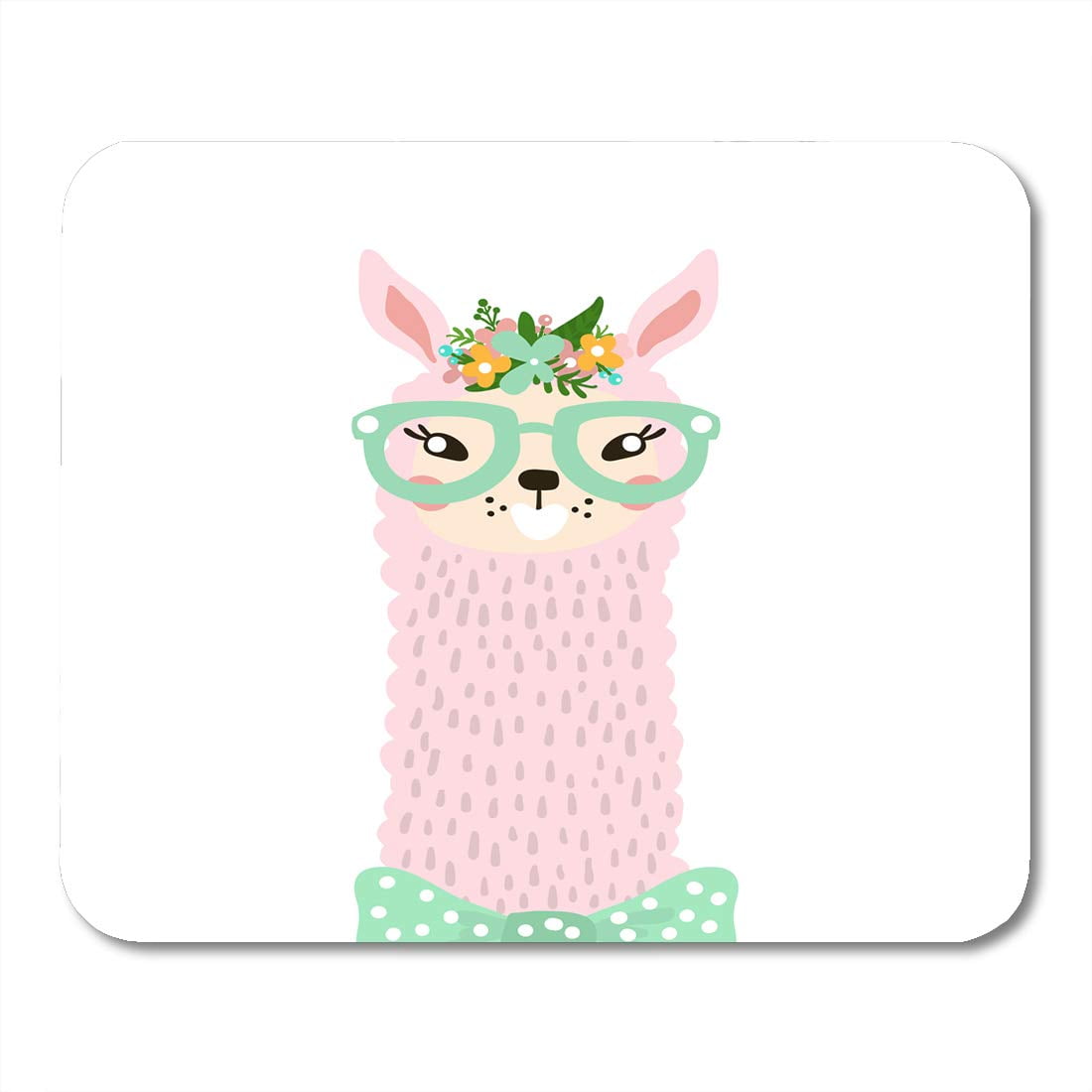 Llama Cute Lama Head White Pattern Cartoon Baby Face Summer Mousepad ...