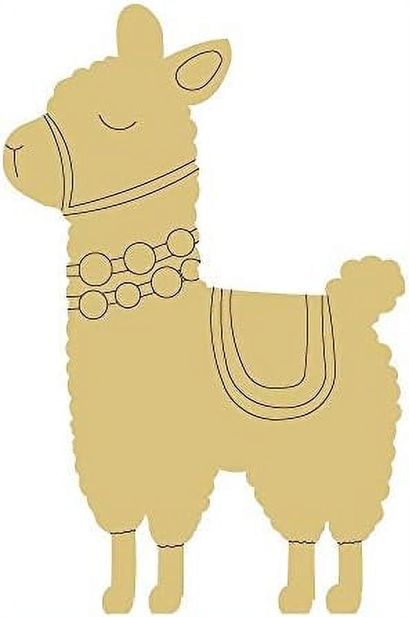Llama Design By Lines Cutout Unfinished Wood Animal Mystical Door ...