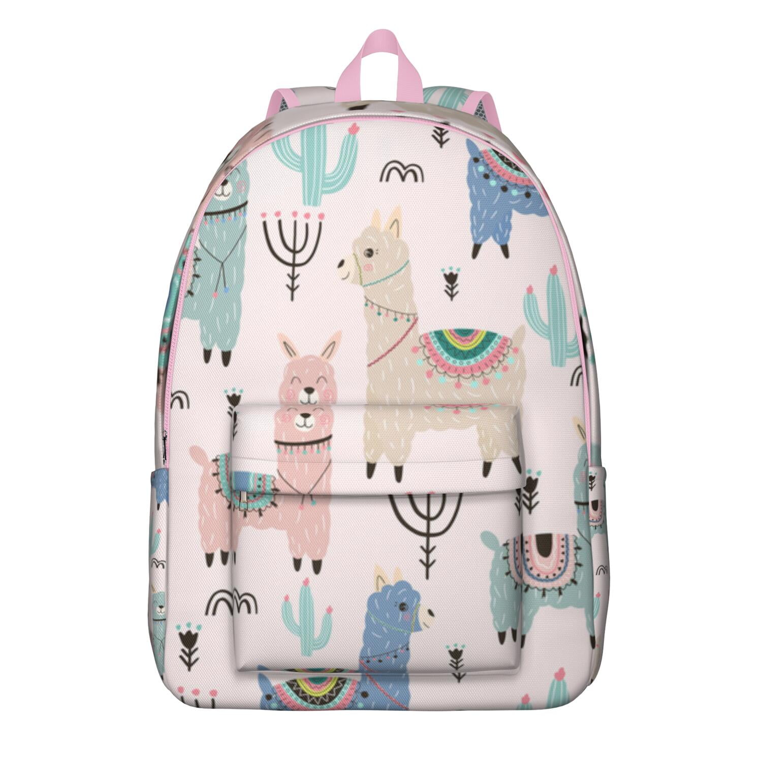Llama Face Backpack – Cute Cartoon Alpaca Pattern Bookbag with Funny ...