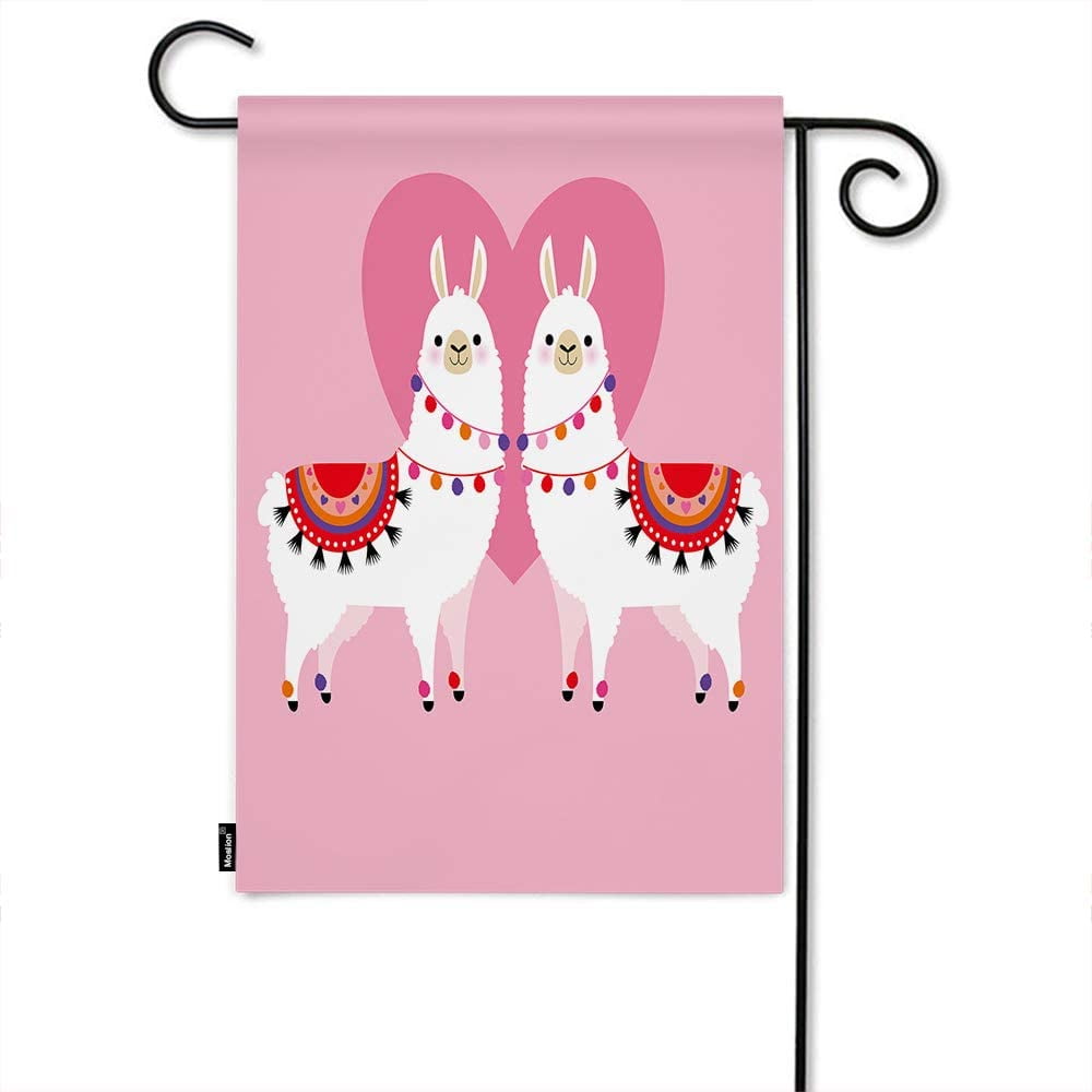 Llama Garden Flag Cute Animal Valentine's Day Llamas In Love Heart ...