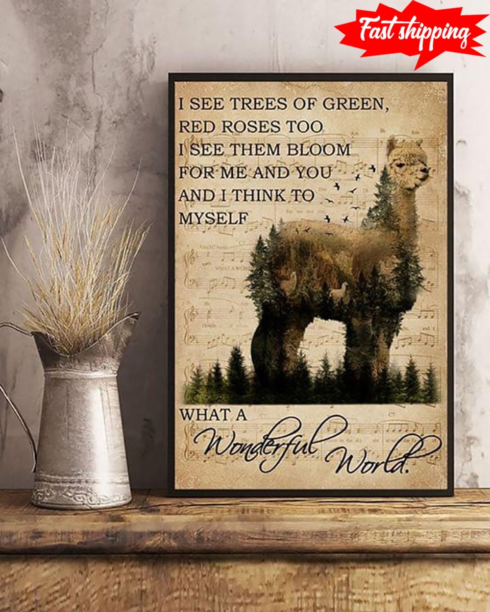 Llama I See Trees Of Green Red Roses Too 11 x 17 Inch Poster - Walmart.com