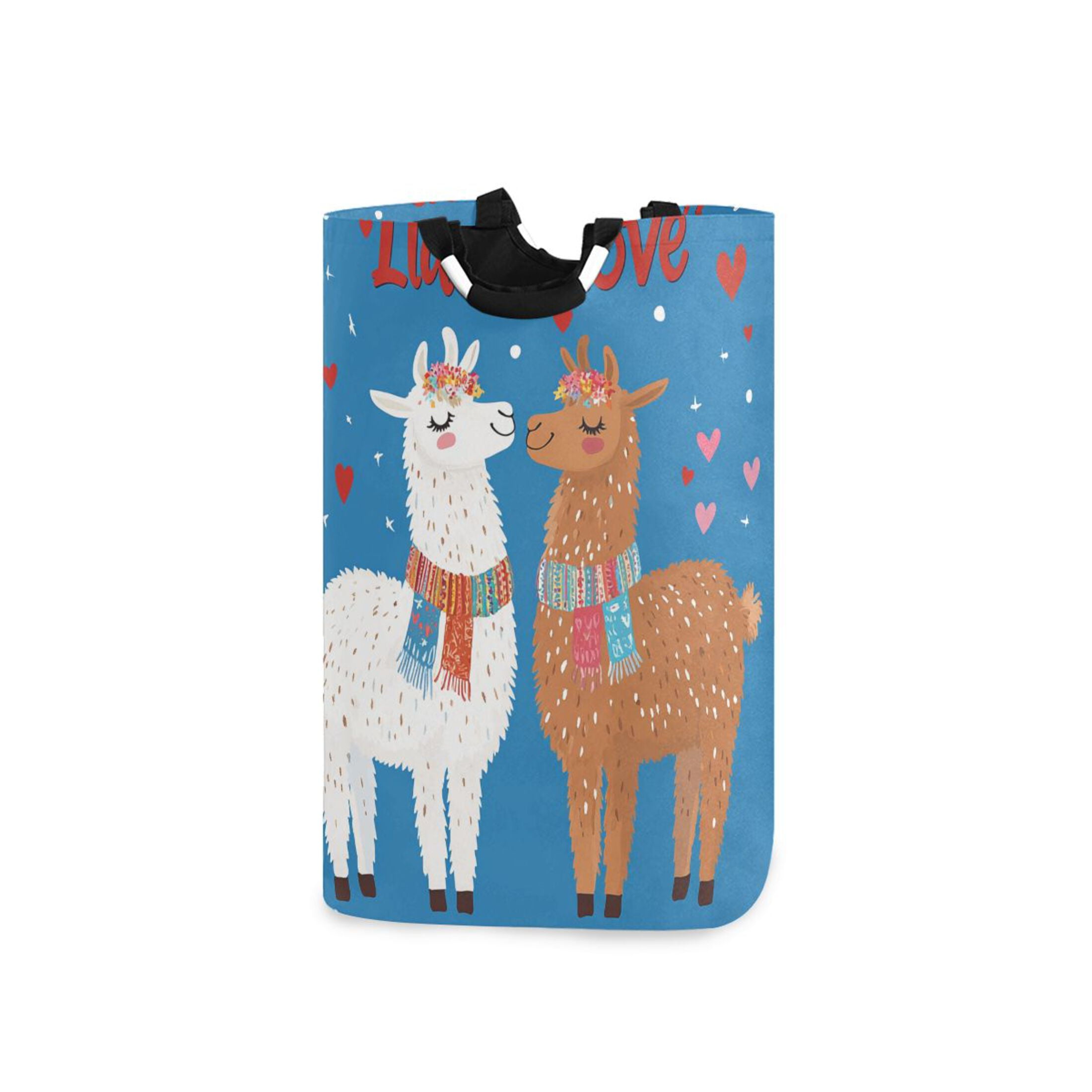 Llama Love Valentine Laundry Basket with Handles Foldable Laundry ...