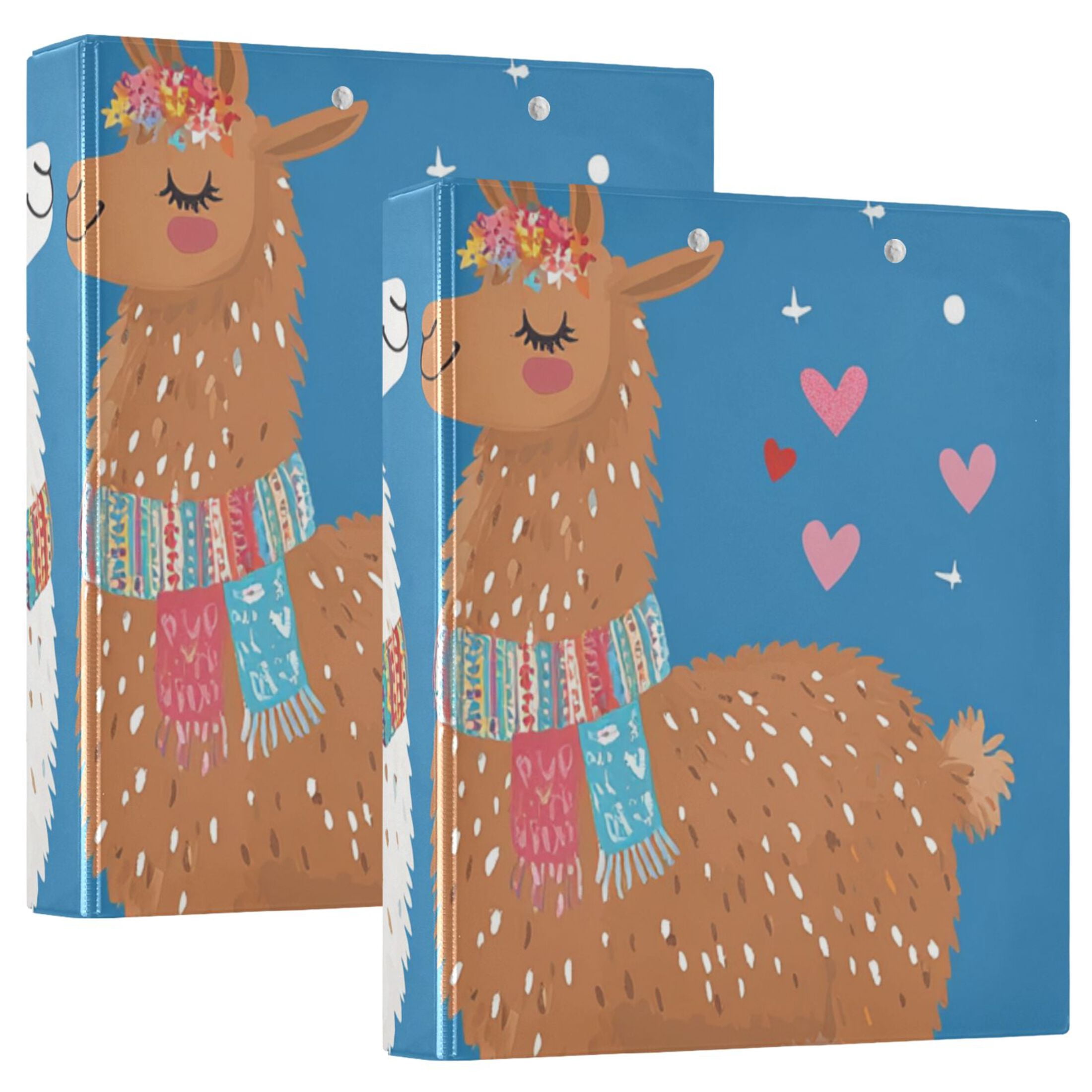 Llama Love Valentine Round Ring Binder 3 Rings 1.5" Capacity File ...