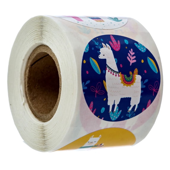 Llama Party Stickers / 500 stickers per roll / 6 Colorful Alpaca ...