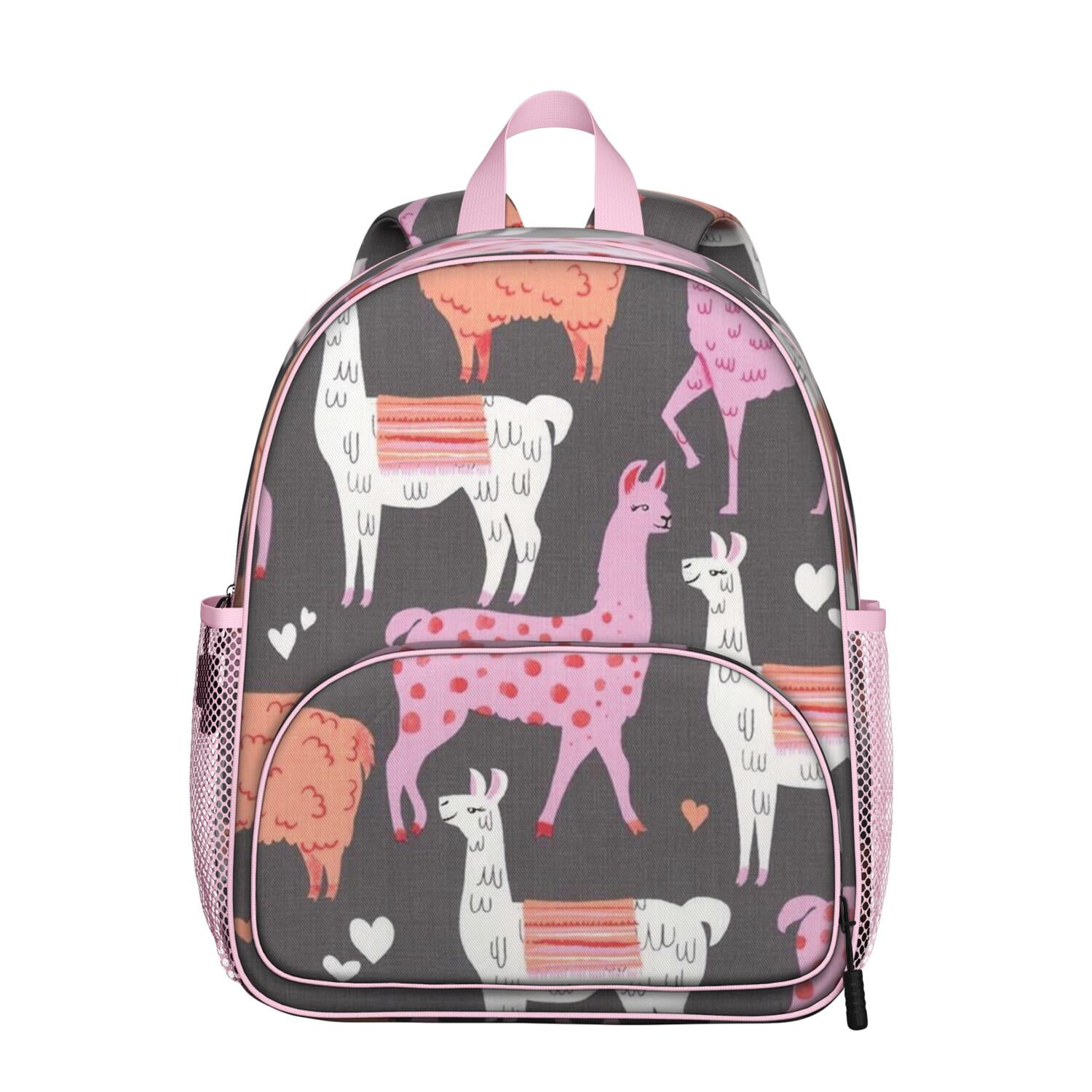 Llama Pattern Student Backpack – Cute Cartoon Alpaca Design with Kawaii ...