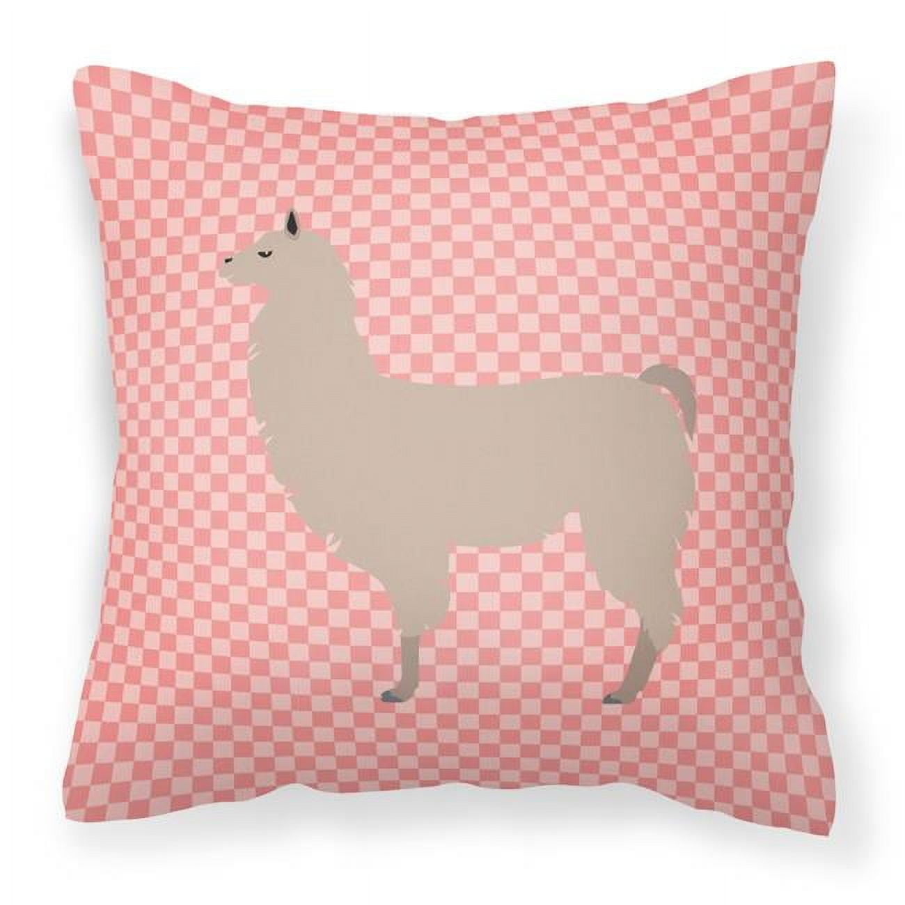 Llama Pink Check Fabric Decorative Pillow - 14 x 14 in. - Walmart.com