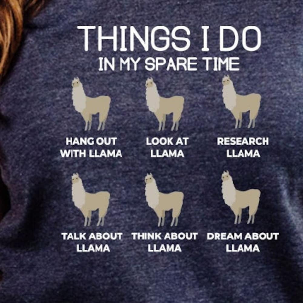 Llama Shirt, Things I Do In My Spare Time Llama, Llama Lover Shirt ...