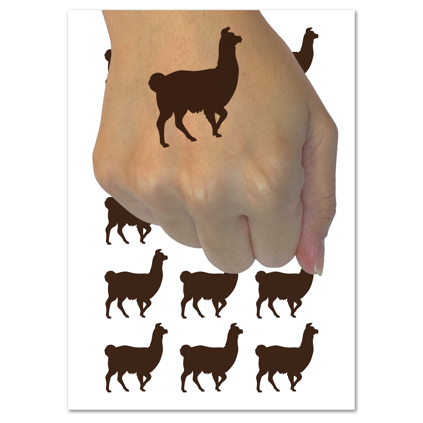 Llama Silhouette Water Resistant Temporary Tattoo Set Fake Body Art ...