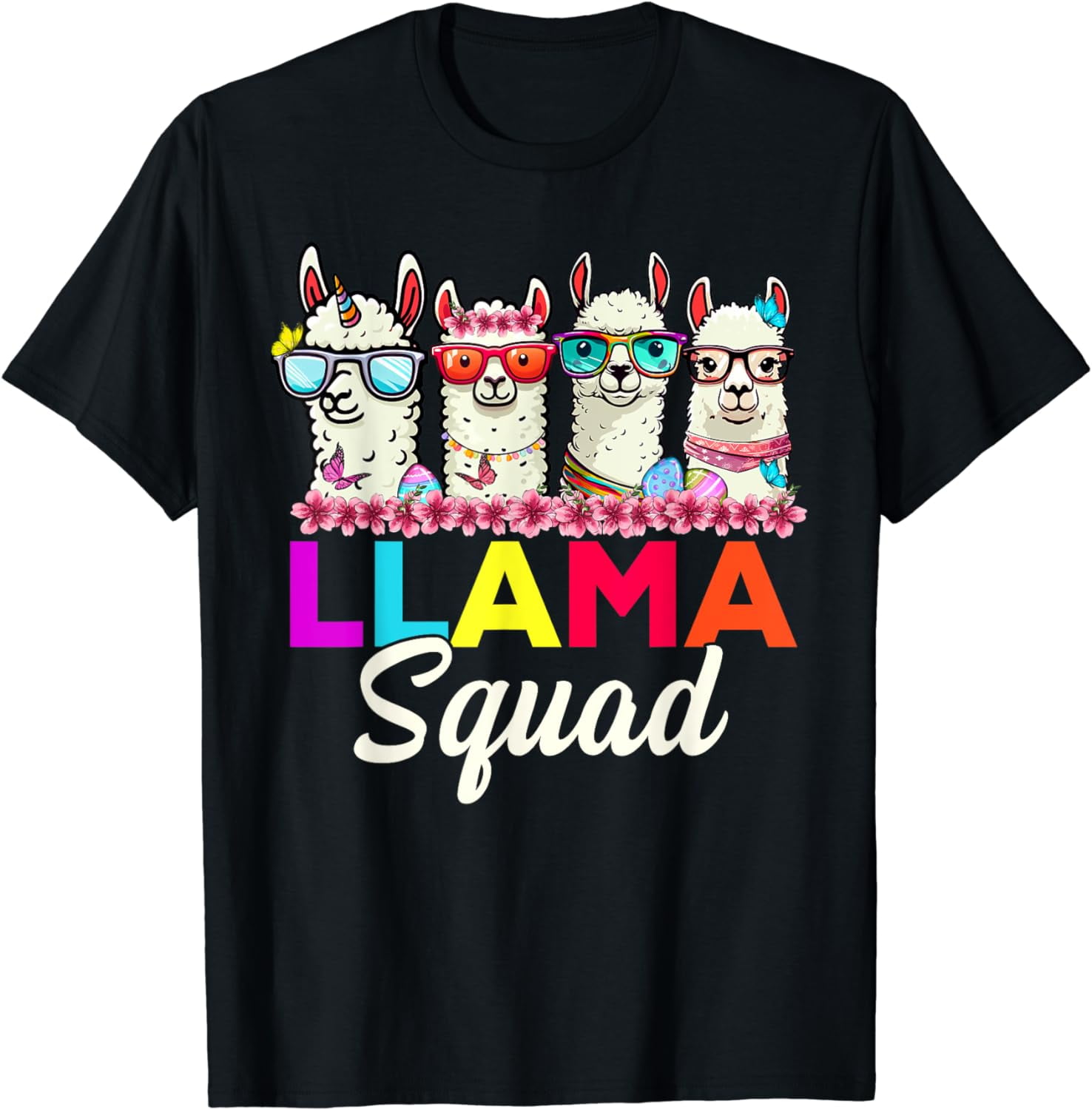 Llama Squad Happy Easter Egg Funny Llama Lover Men Women T-Shirt ...