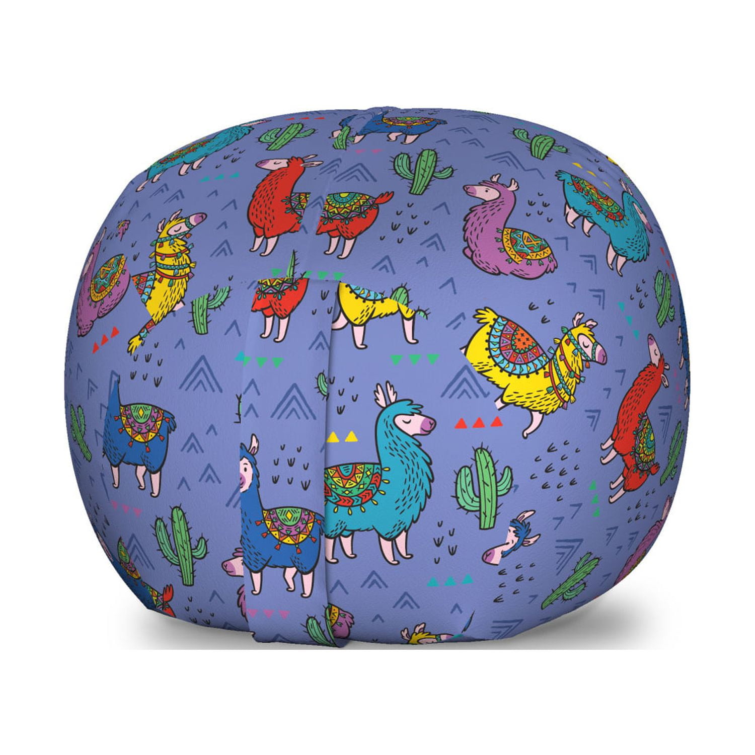 Llama Storage Toy Bag Chair, Cartoon Style Furry Animals Mexican Folk ...