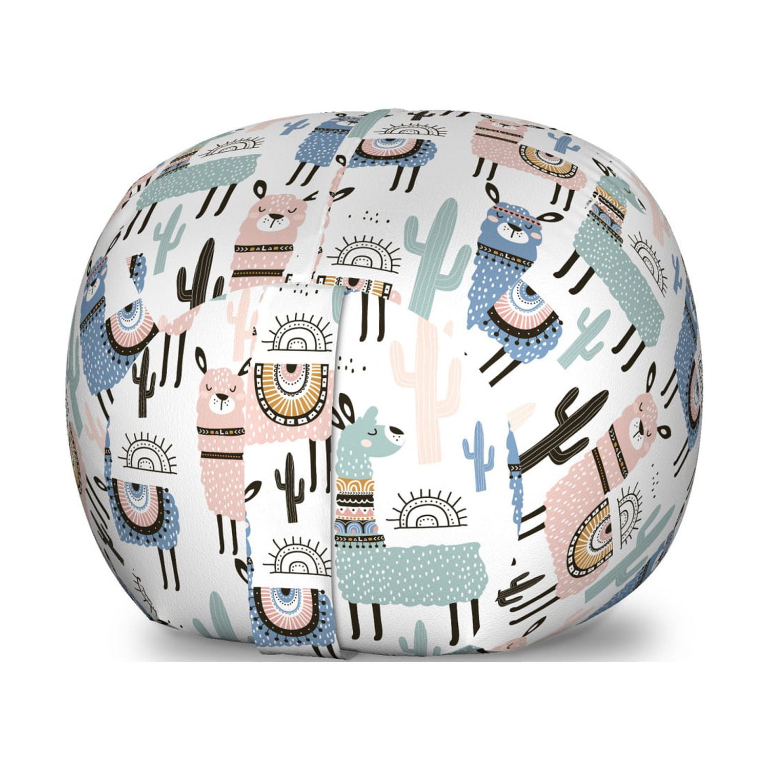 Llama Storage Toy Bag Chair, Cartoon Style Hand Drawn South American ...