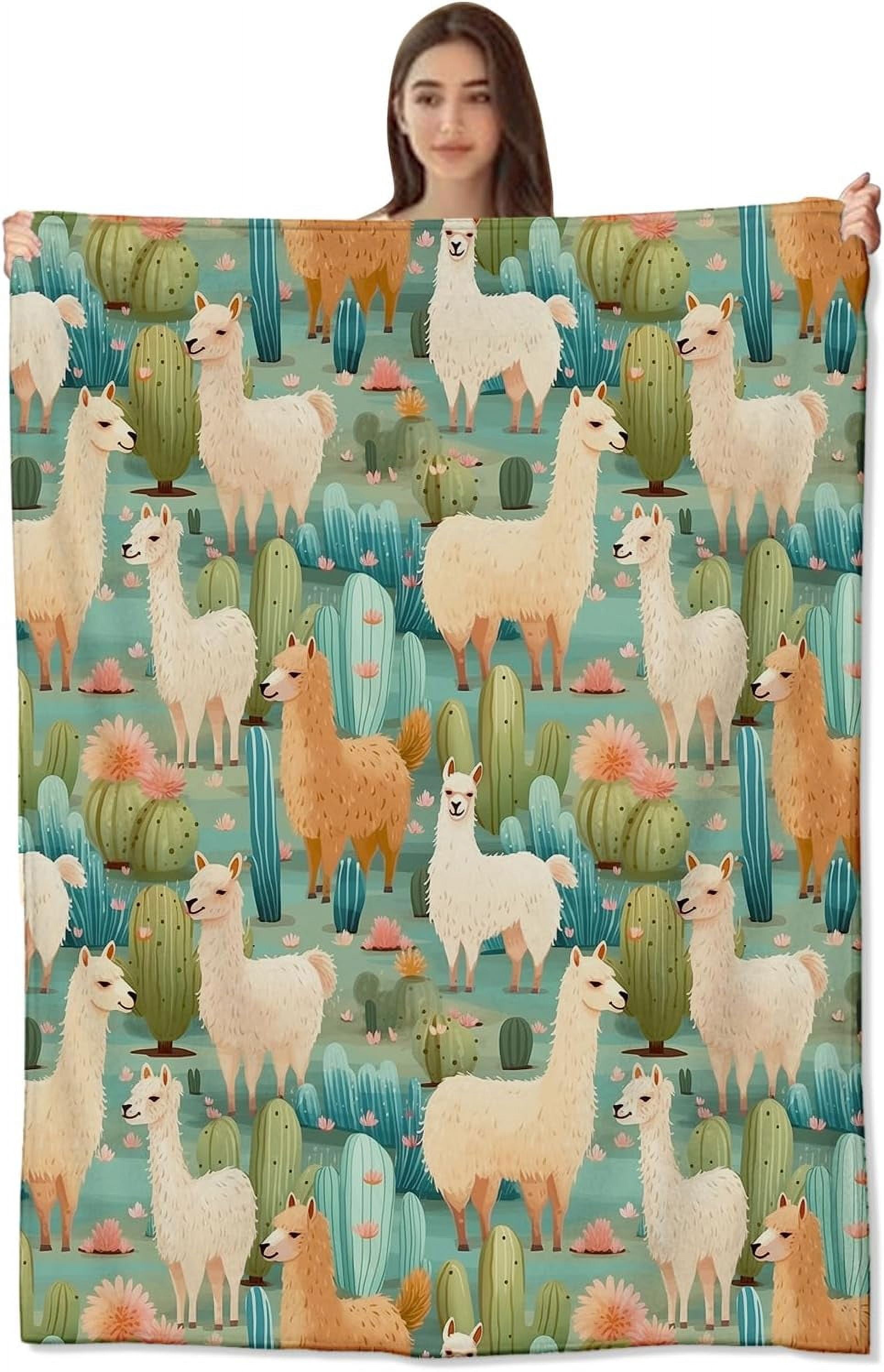 Llama-Themed Plush Blanket -Soft, Comfy & Lightweight Warm Fuzzy Anti ...