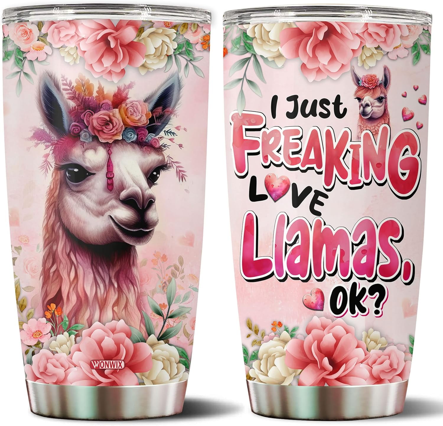 Llama Tumbler 20oz Cute Animal Gift for Women, Girls Who Freaking Love ...
