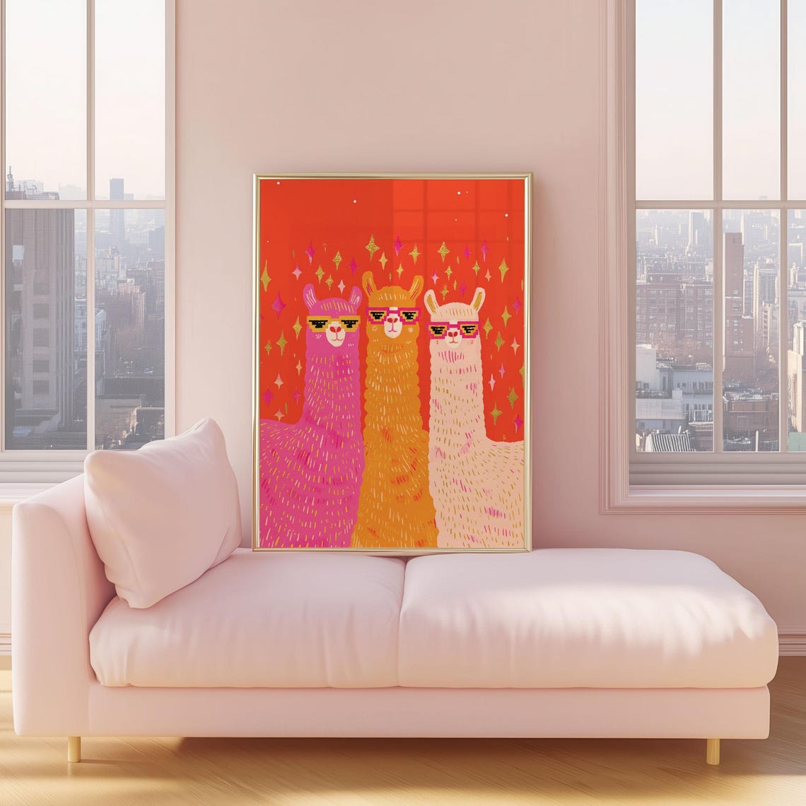 Llama Wall Art Three Cool Llamas Retro Y2K Poster Quirky Animal Print ...