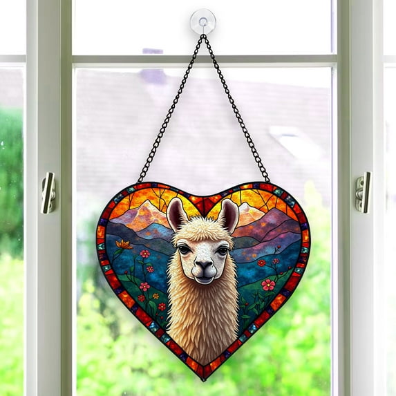 Llama Window Hanging Stained Glass Chirstmas, Llama Suncatchers for ...