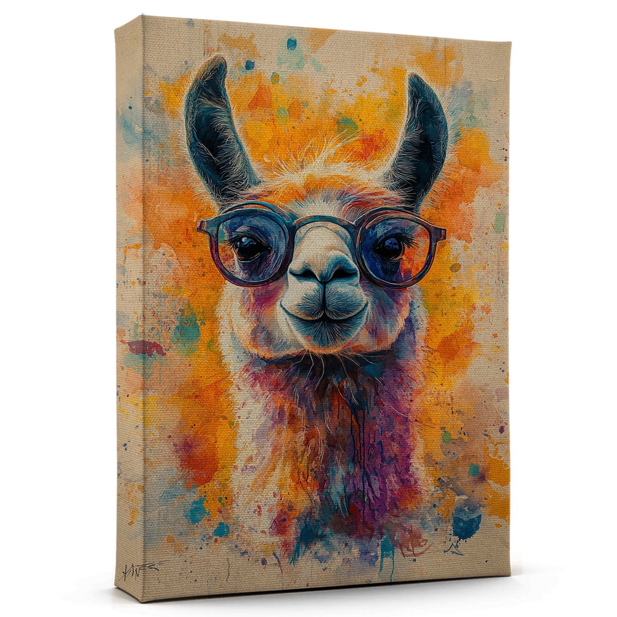 Llama Wooly Canvas Art Animals, Colorful Llama Wooly Canvas Pictures ...
