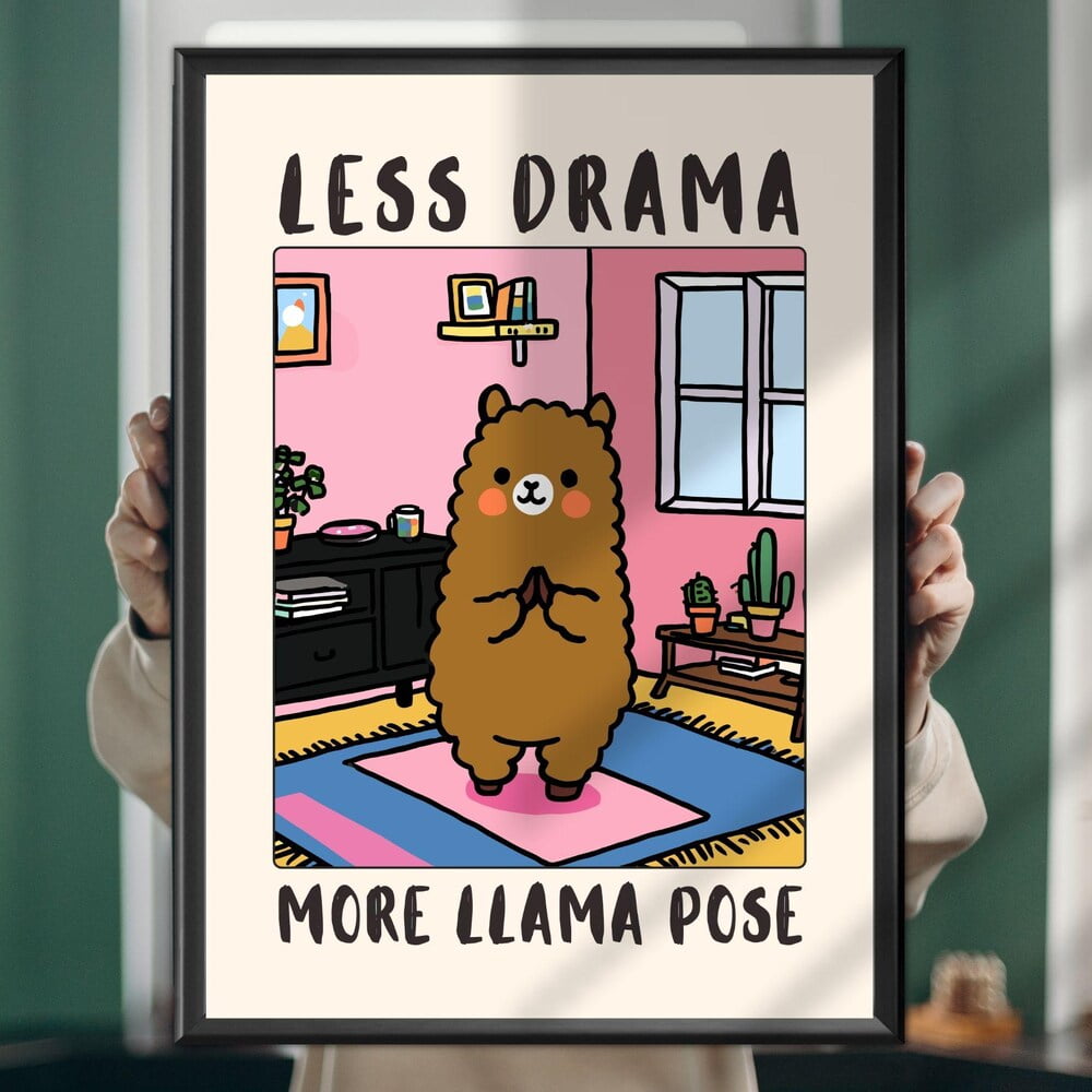 Llama Yoga Poster: Funny Animal Print For Home Or Studio UNFRAMED PAPER ...