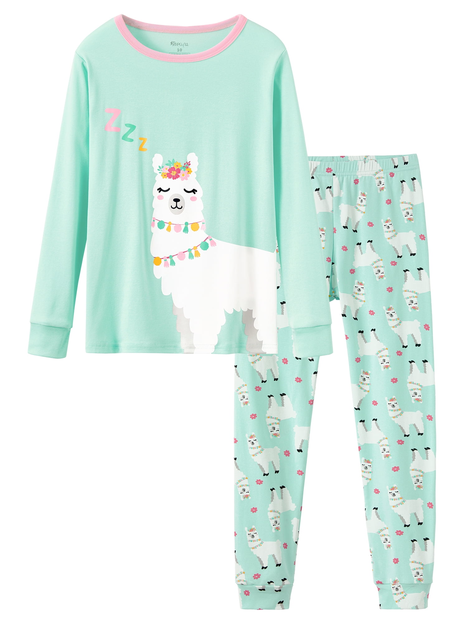 Llama pajamas for Girls – Cotton Snug-Fitting Long Sleeves & Pants PJ ...