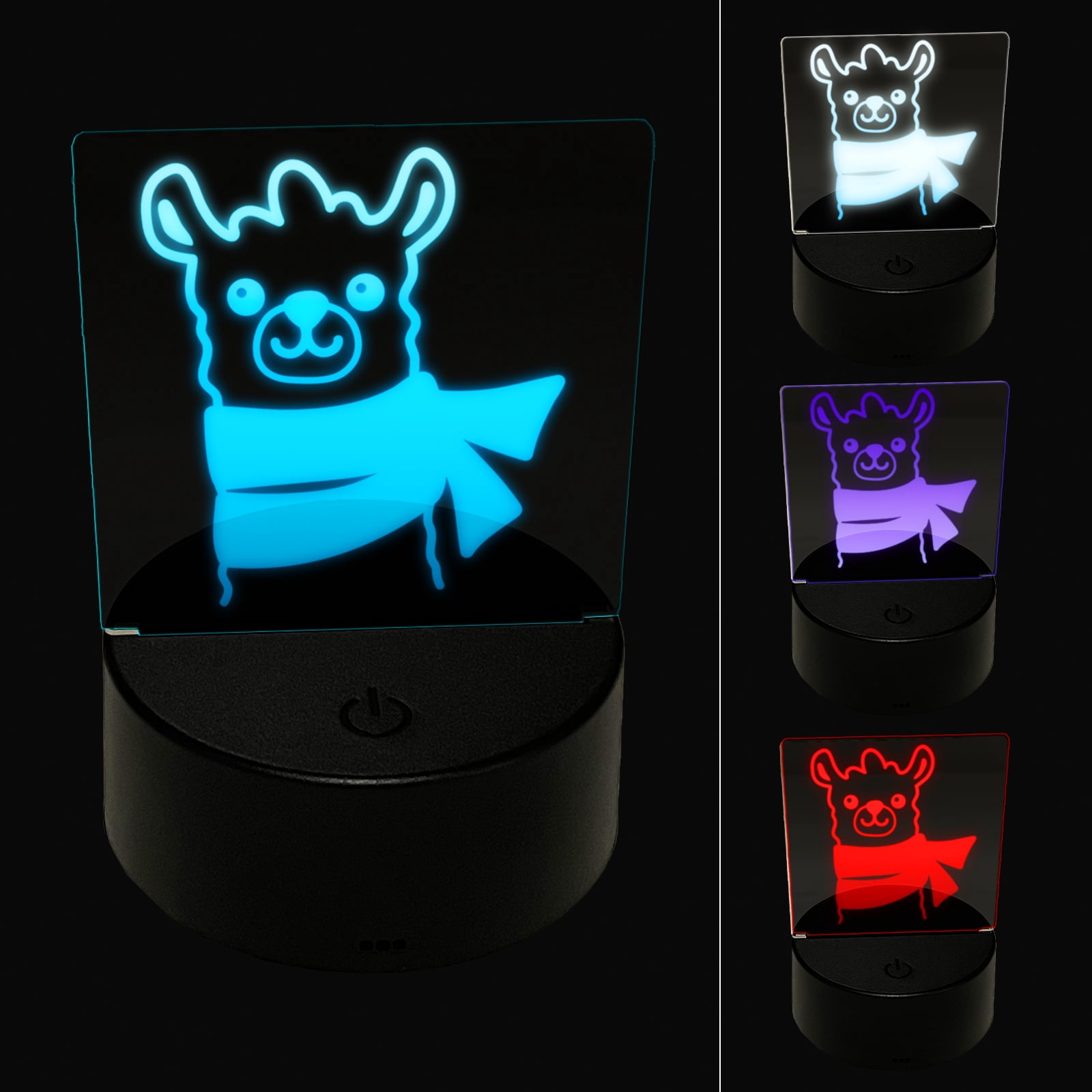 Llama with Scarf LED Night Light Sign 3D Illusion Desk Nightstand Lamp ...