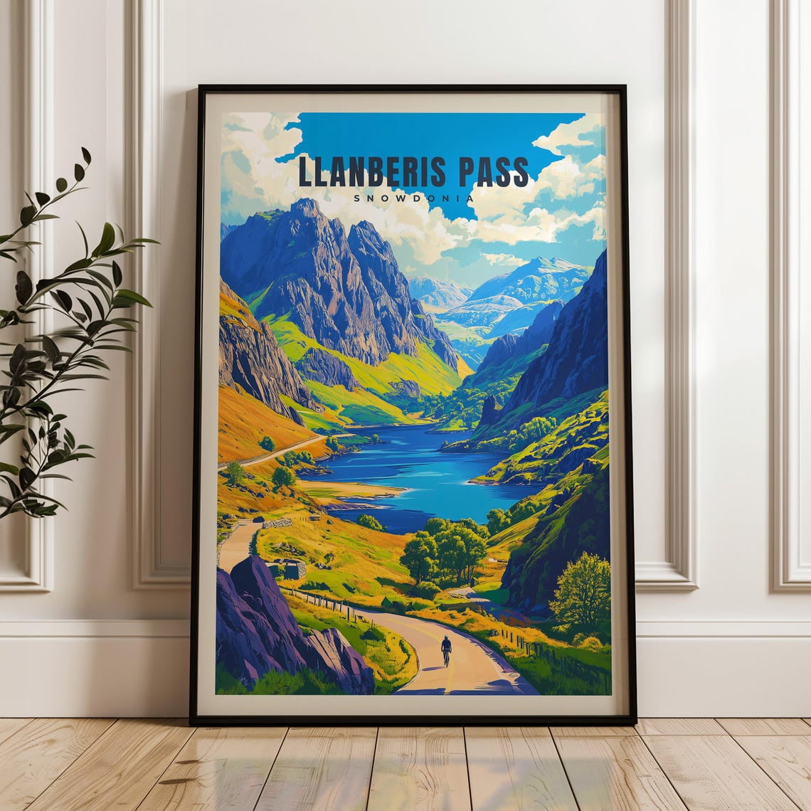 Llanberis Pass Travel Poster - Wales Wall Art Print, Illustration ...