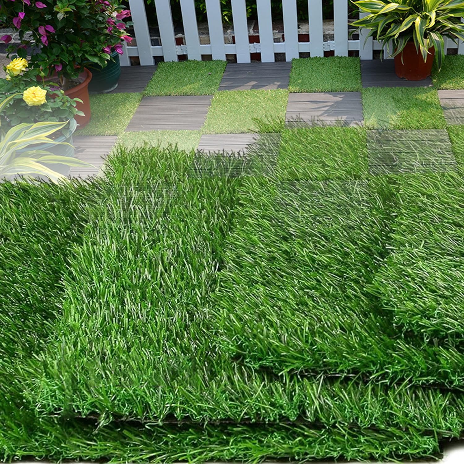 LlifetimeU 4 Pack 12"x12" MMF7 Fake Grass - Artificial Grass for ...
