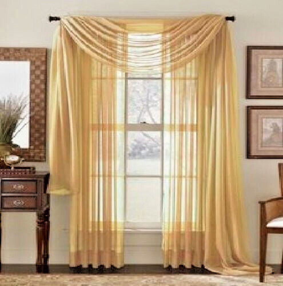 Llily 3Pc Sheer Voile Window Curtain 2 Panel and 1 Scarf Party Decor ...