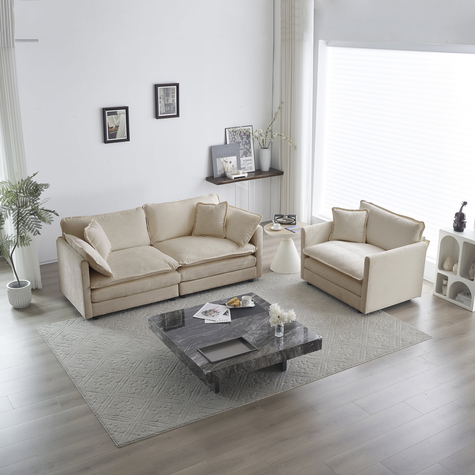 Llinc Store 2 Seater Loveseat and Chair Set, Modular Couch Sofa Set ...