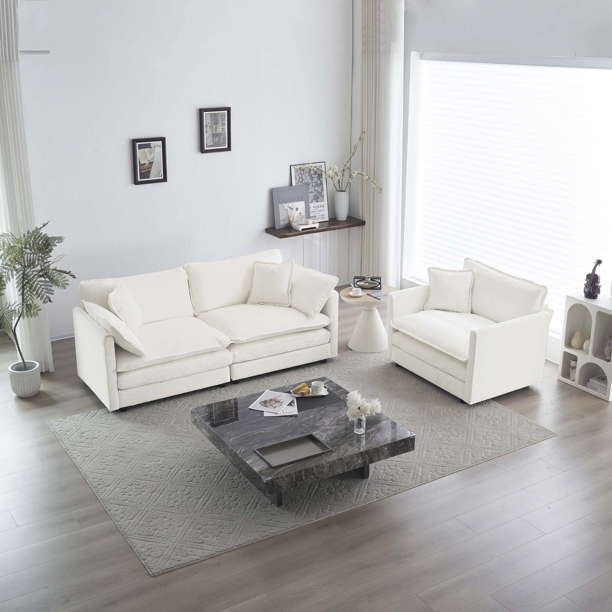Llinc Store 2 Seater Loveseat and Chair Set, Modular Couch Sofa Set ...