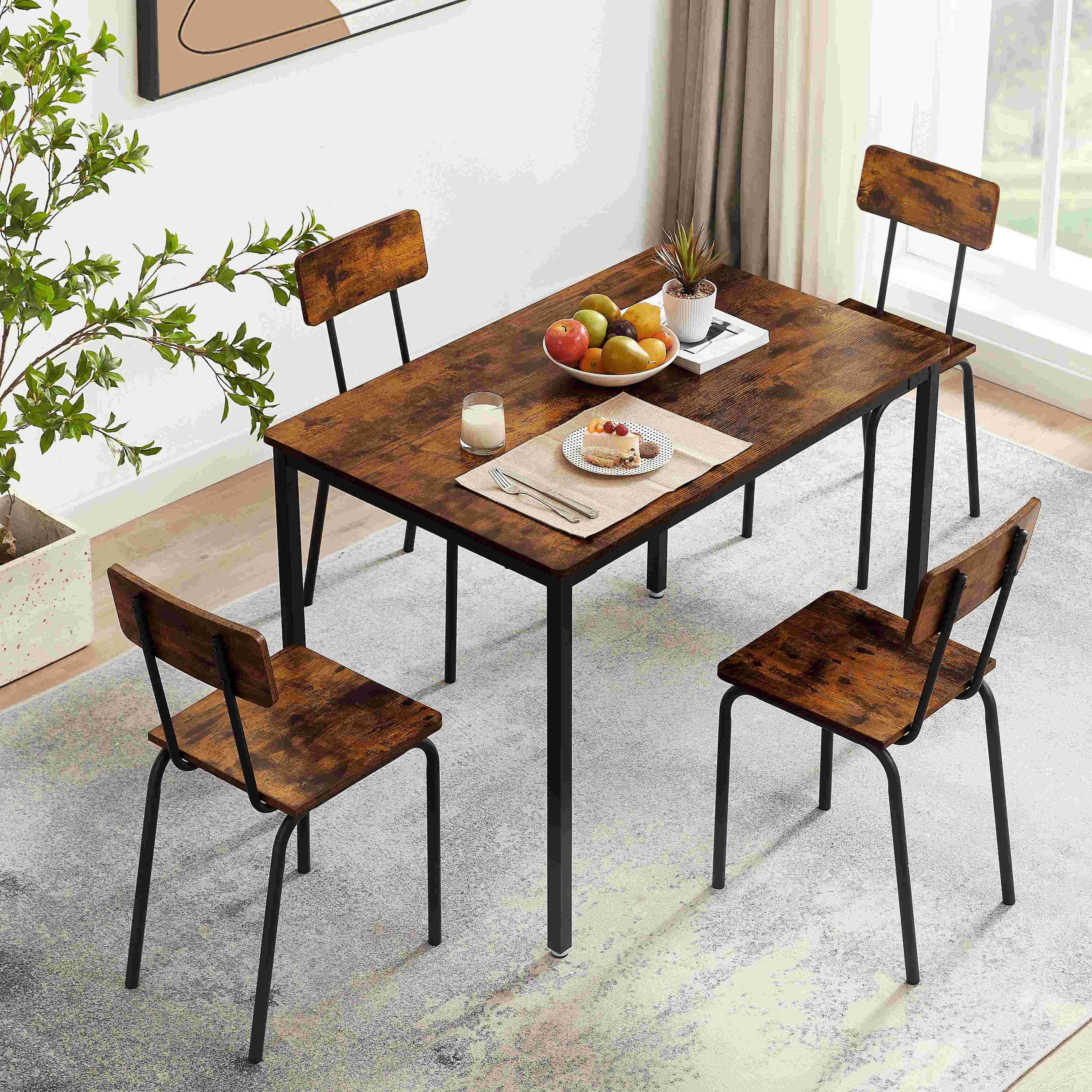 Llinc Store 3.6 ft Length Dining Set for 4 Kitchen Table and 4 Chairs ...