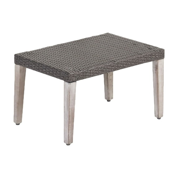 Llinc Store Acacia Wood Frame Patio Ottoman Bench Outdoor Wicker Foot ...