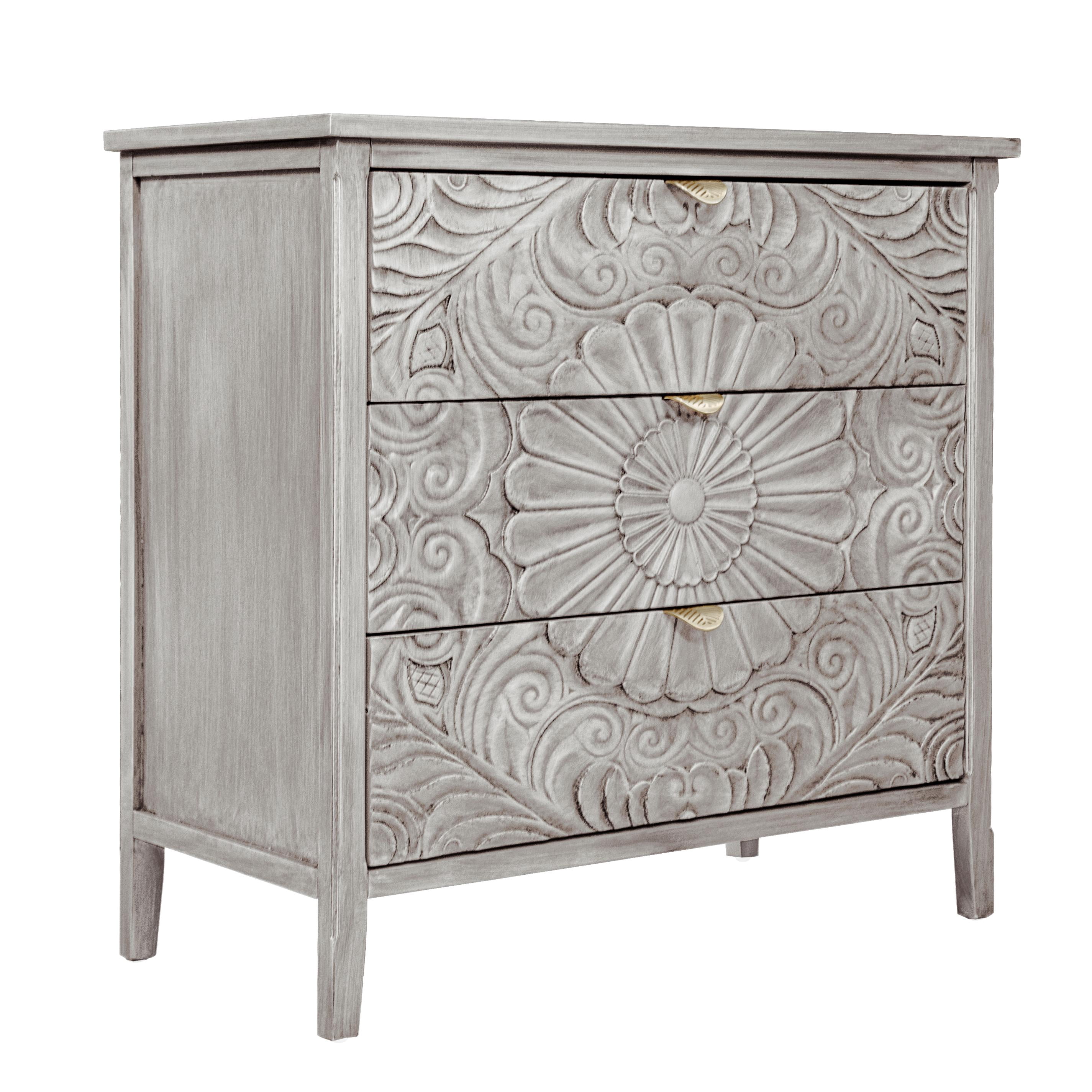 Llinc Store Antique Carving Drawer Design 3-Drawer Cabinet Bedside ...
