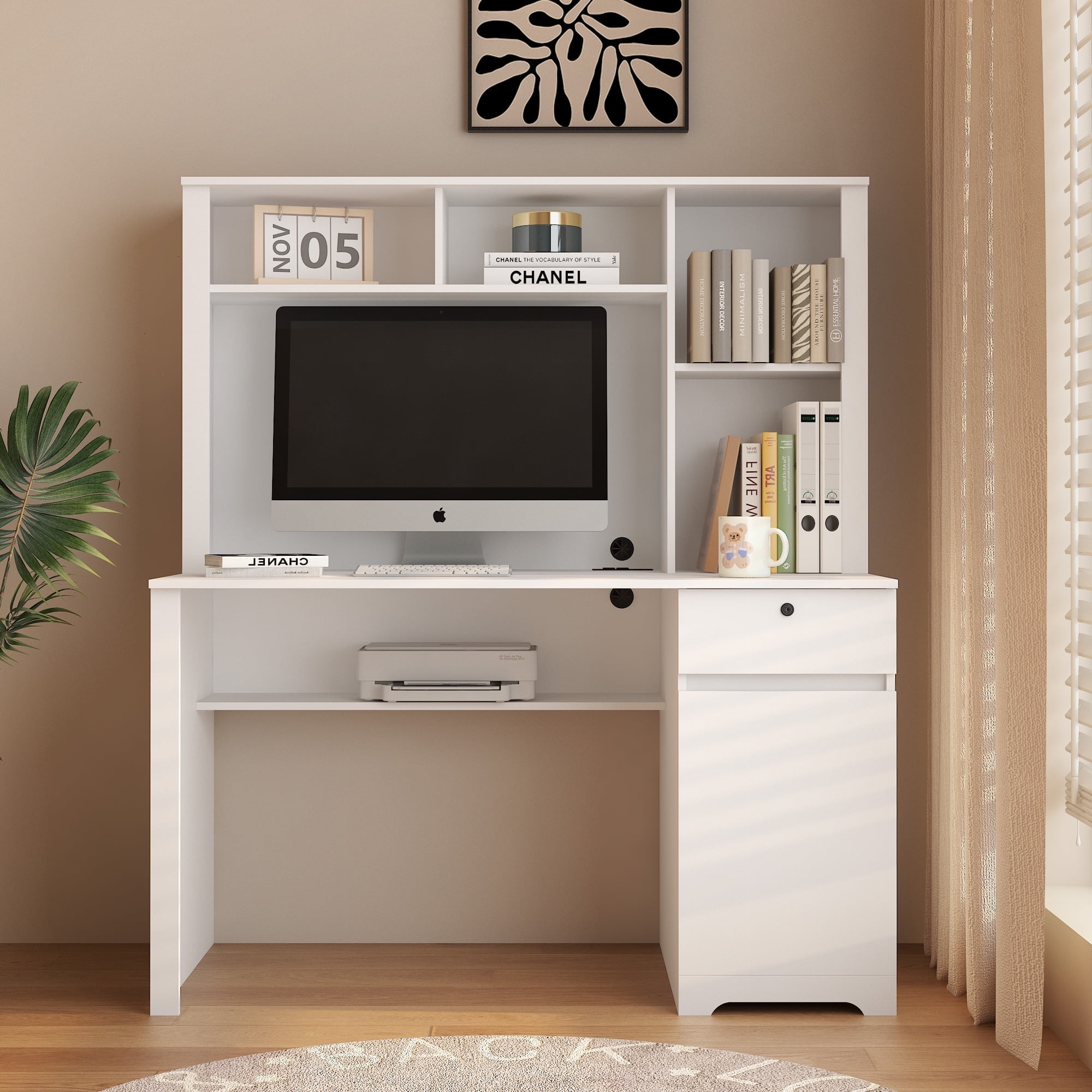 Llinc Store Computer Desk with Hutch & Bookshelf,Wood Executive Desk ...