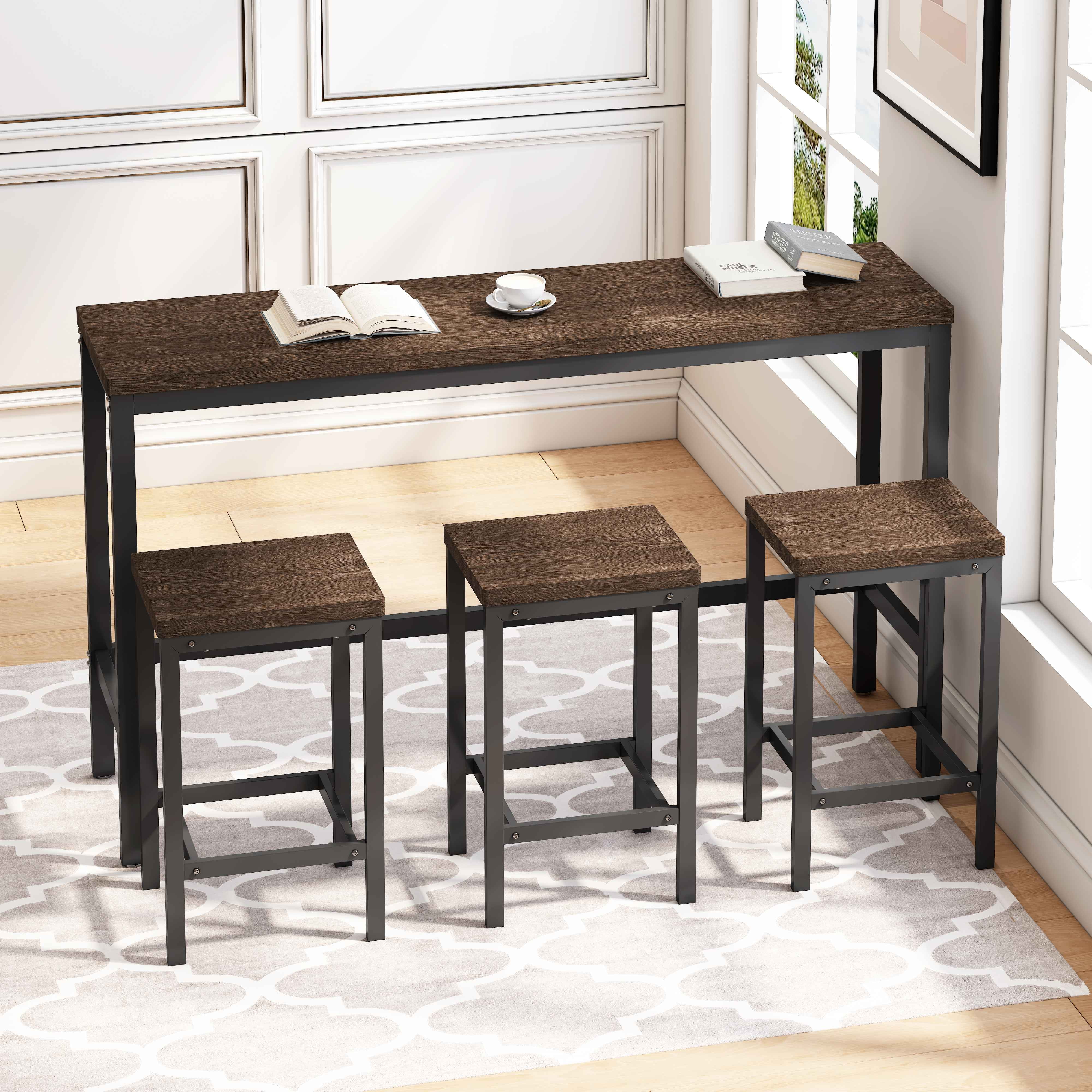 Llinc Store Kitchen Dining Table and Stools Set for 3, Window Side Pub ...