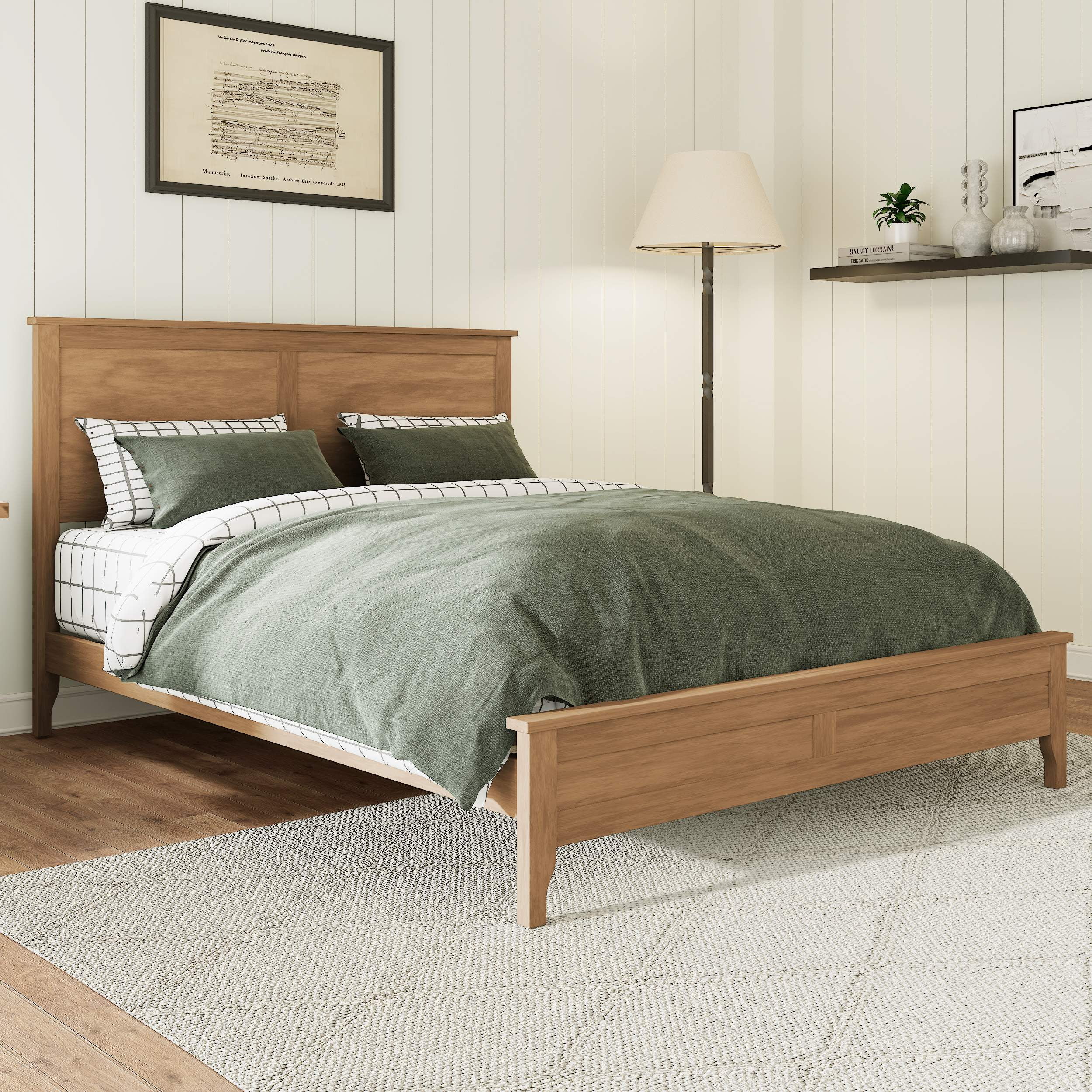 Llinc Store Modern Seadrift Solid Wood Bed Queen Bed, Queen Size Bed ...