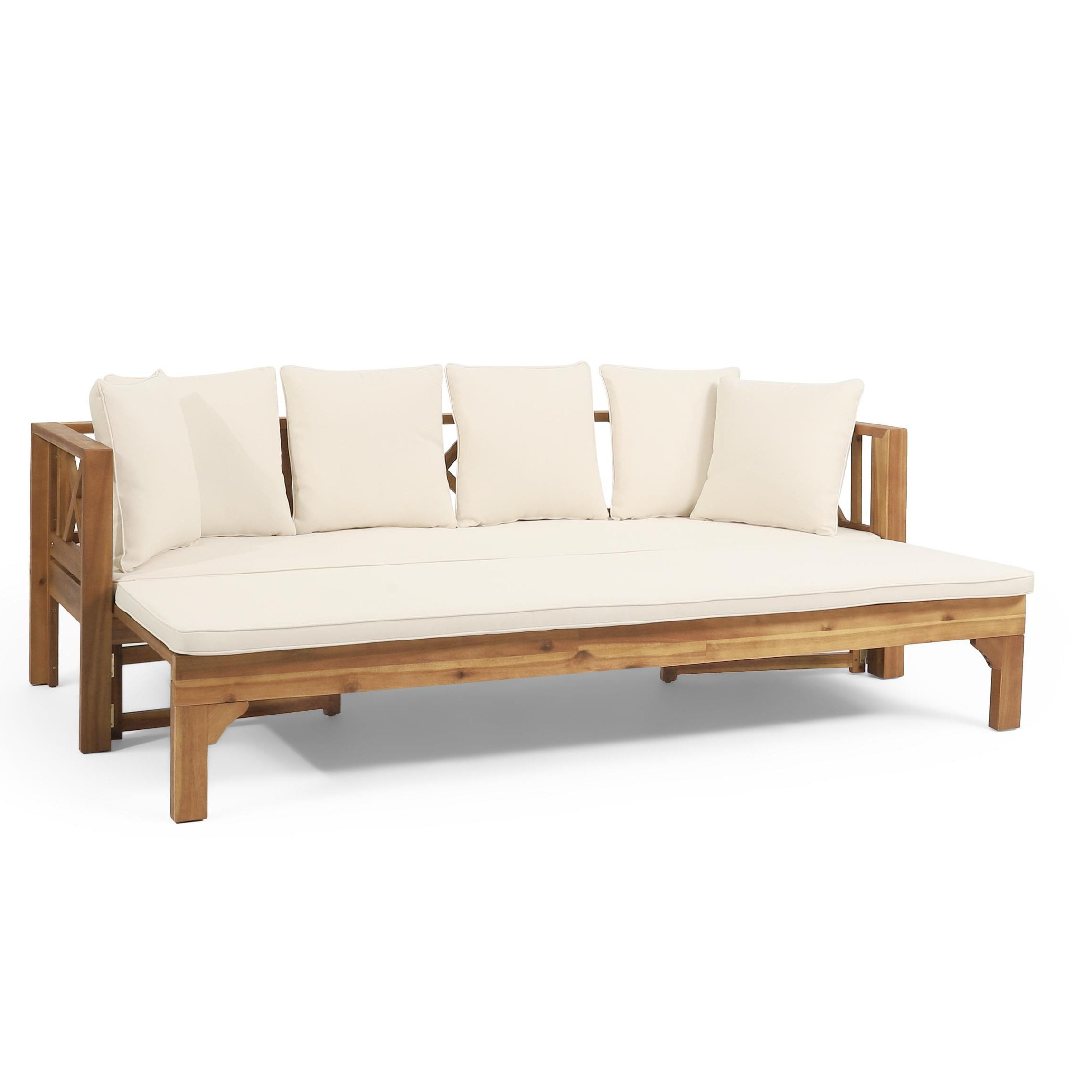 Llinc Store Outdoor Extendable Daybed Acacia Wood Daybed Sofa with ...