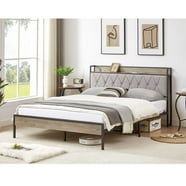 Llinc Store Velvet Upholstered Queen Bed Frame Floor Bed Shell-Shaped ...