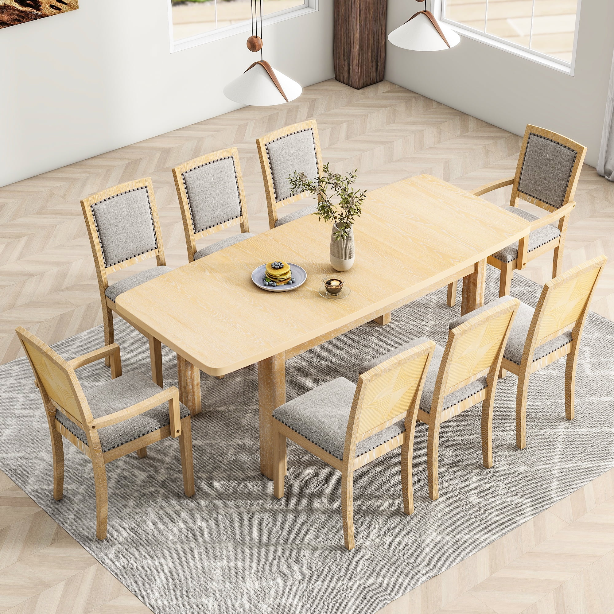 Llinc Store Rustic Extendable 84inch Dining Table Set with 24inch ...