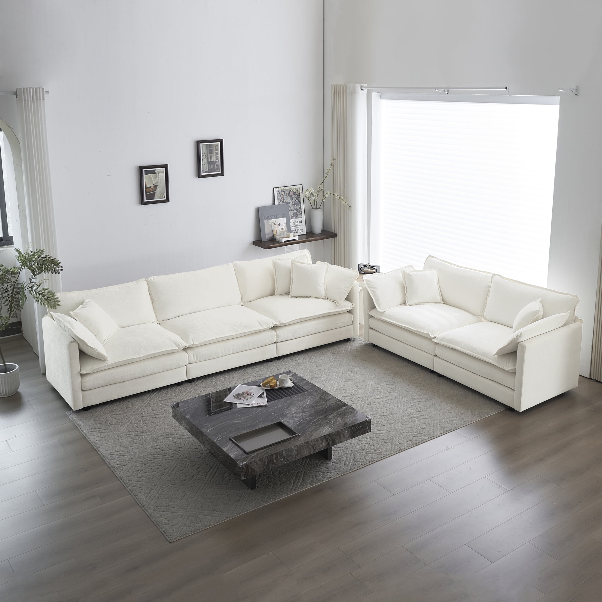Llinc Store Sectional Modular Sofa Set of 2 Chenille Couches, 2+3 ...